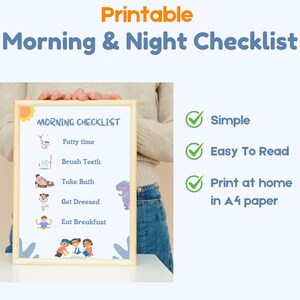 Kids Morning / Night Time Routine Charts, Evening Responsibility ...