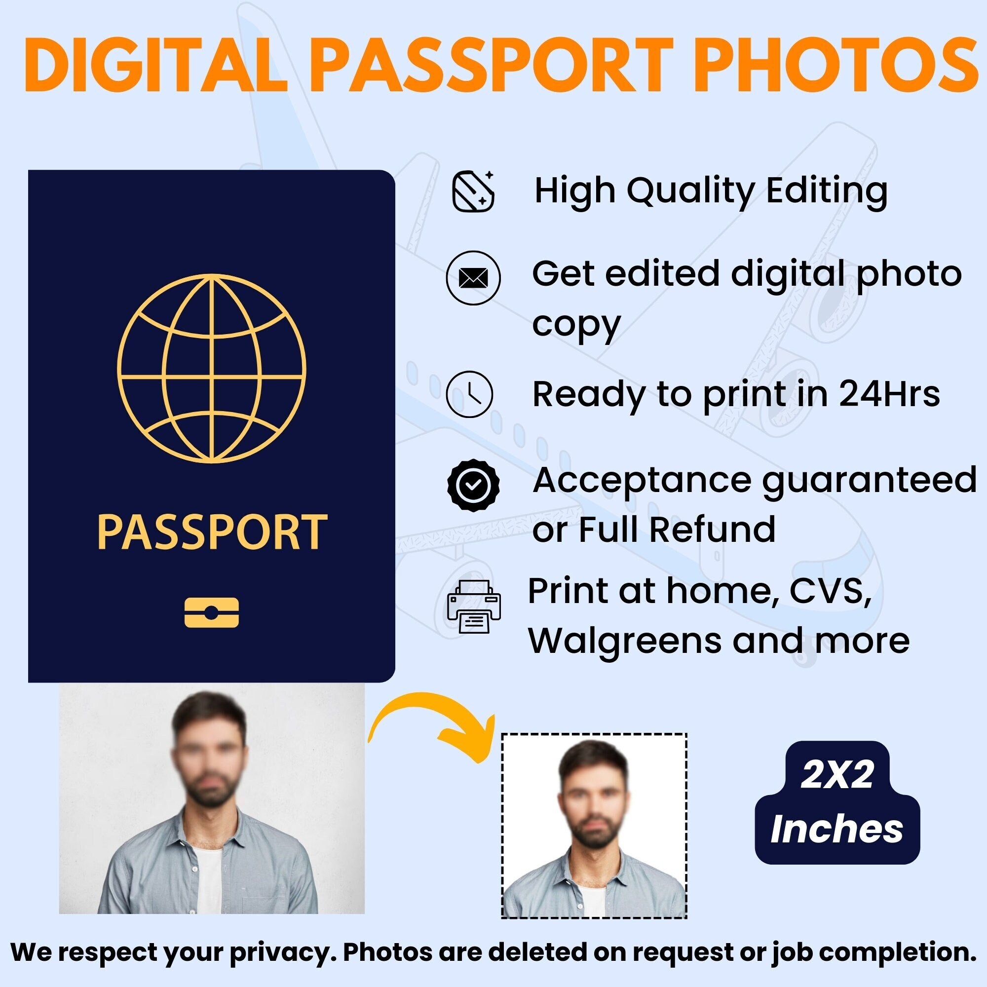 DIGITAL- 2 US Passport Photos, Visa Photos, Citizenship Photos, Size ...