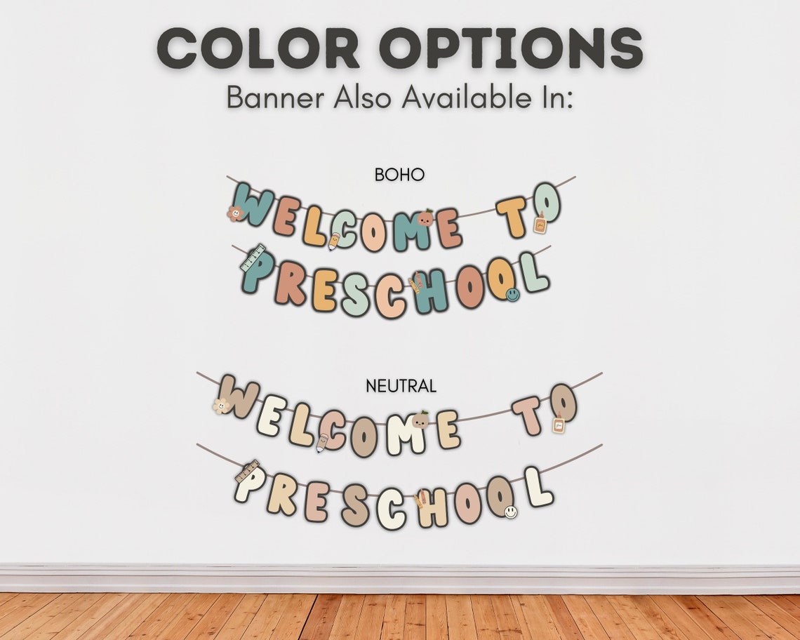 Welcome to Preschool Banner: Boho, Neutral, Rainbow Styles (PDF) - Etsy
