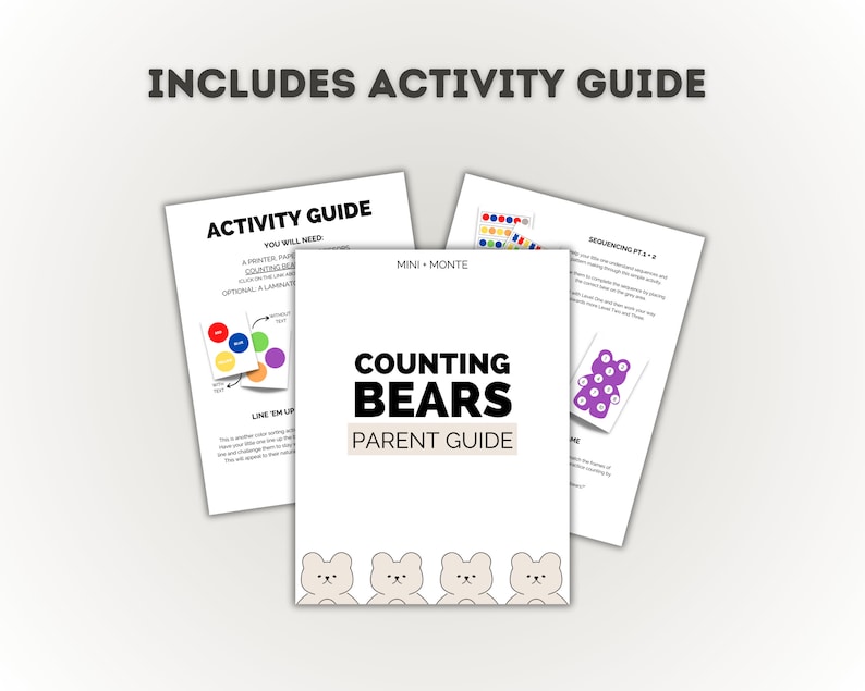 Counting Bear Preschool Math Activity: Homeschool Printable (PDF) - Etsy