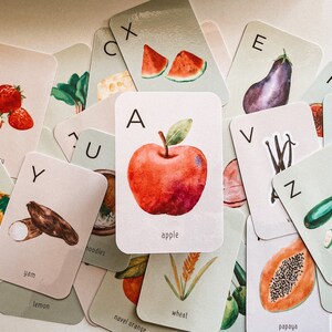 Watercolor ABC Food Flashcard | Printable Montessori Material Toddler ...