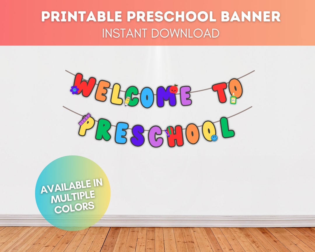 Welcome to Preschool Banner | First Day of Pre-k Sign, Preschool ...