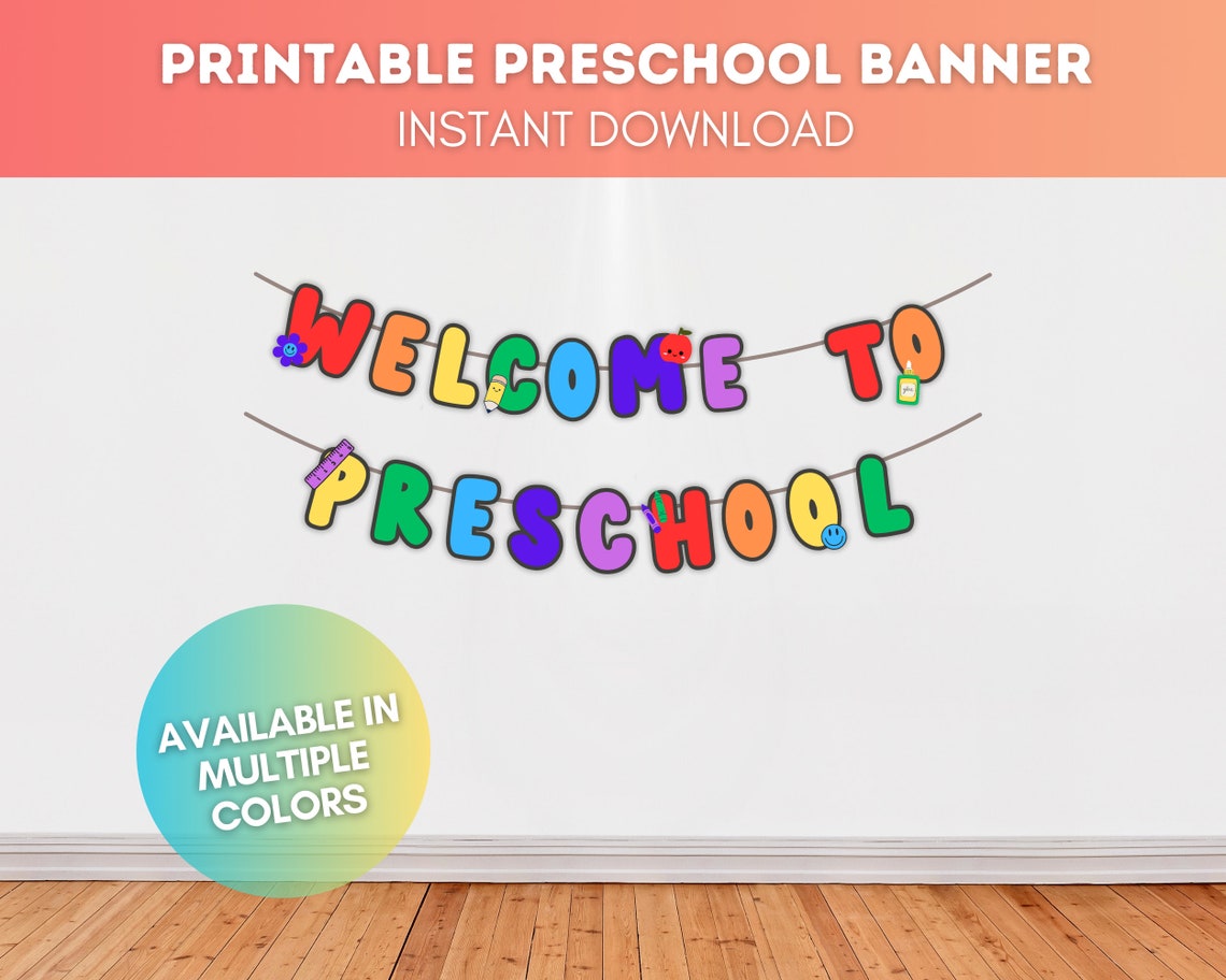 Welcome to Preschool Banner: Boho, Neutral, Rainbow Styles (PDF) - Etsy