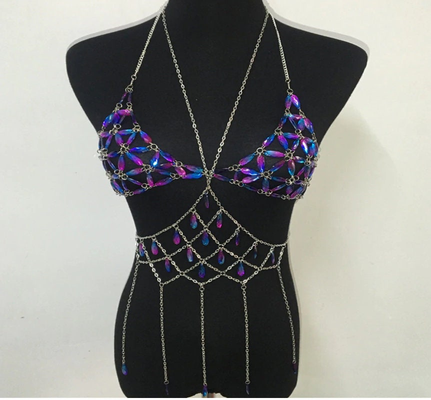 Rhinestone Body Chain Bra Set-Rhinestone Bra-U.S.A Next Day | Etsy