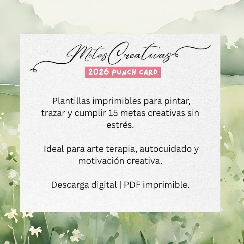 2026 Creative Punch Card Printable | Creative Goal Templates | Art ...