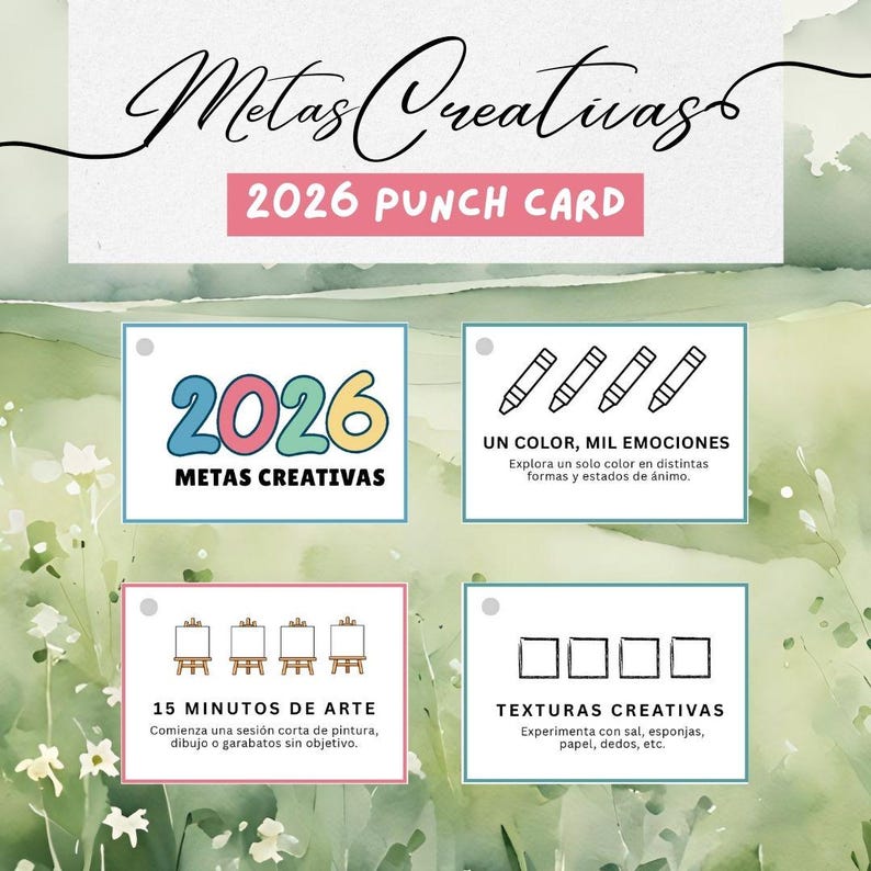 2026 Creative Punch Card Printable | Creative Goal Templates | Art ...