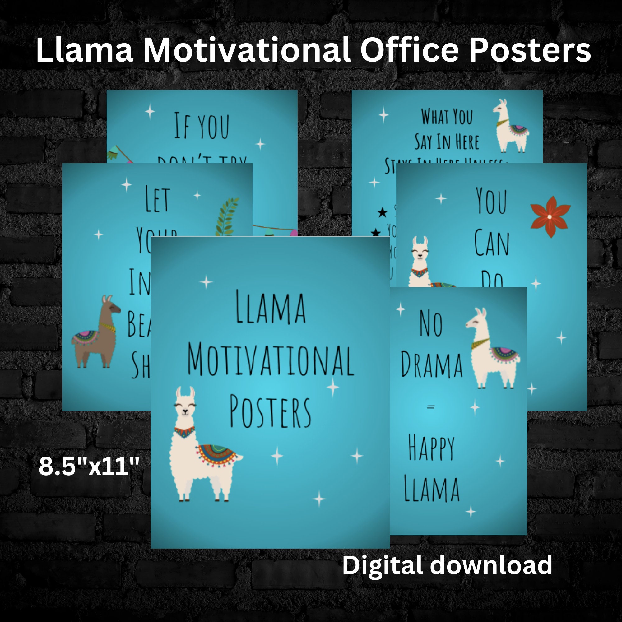 Motivational Llama Posters - Etsy