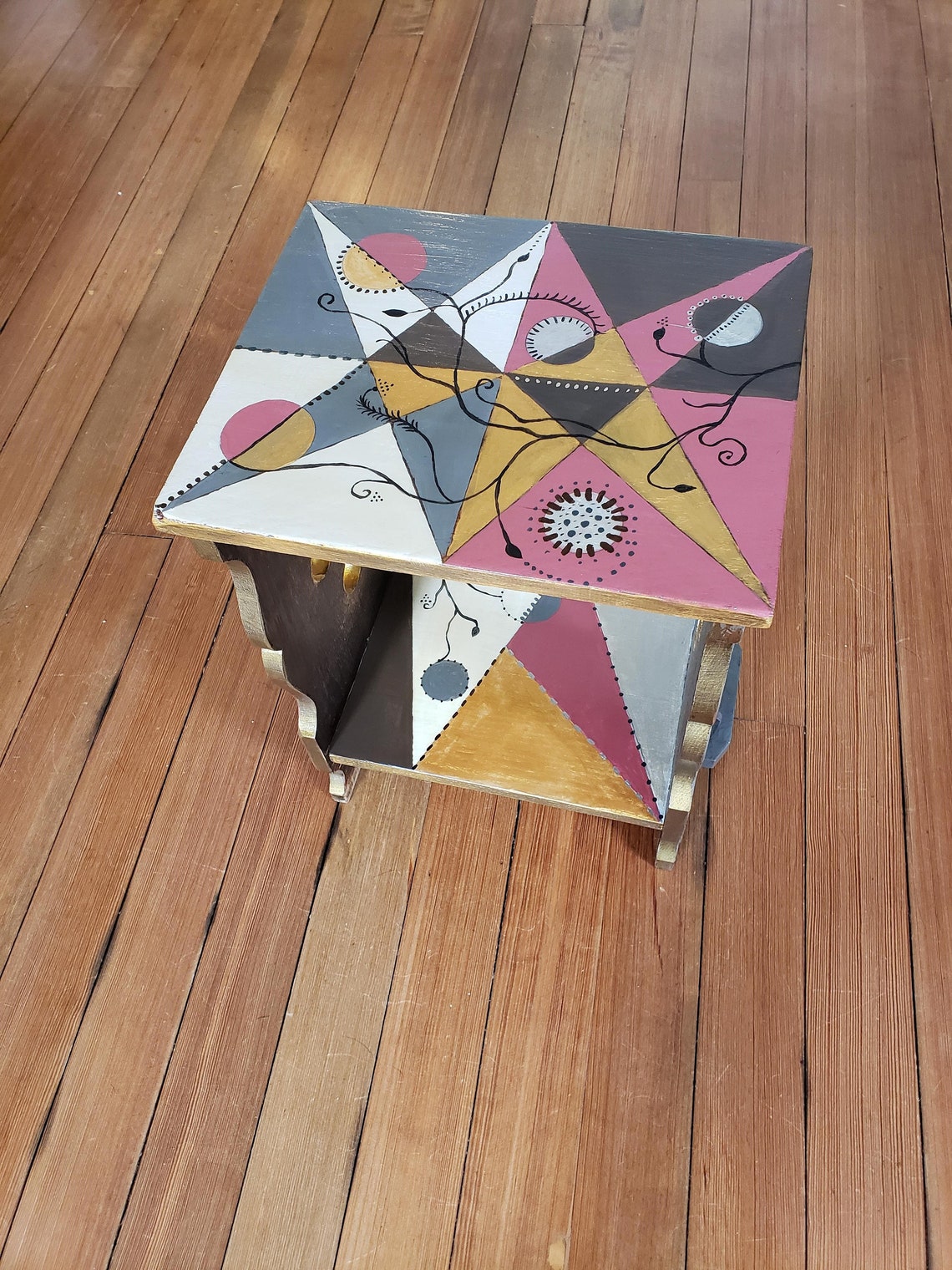 Whimsical and Eclectic Side Table Hand-painted - Etsy