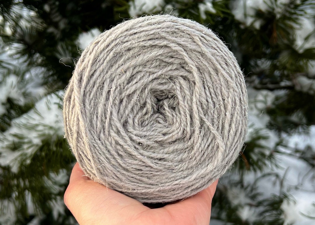 Sheep Wool Yarn, 100% Sheep Wool, 100g Roll, Skein, Light Gray Color ...