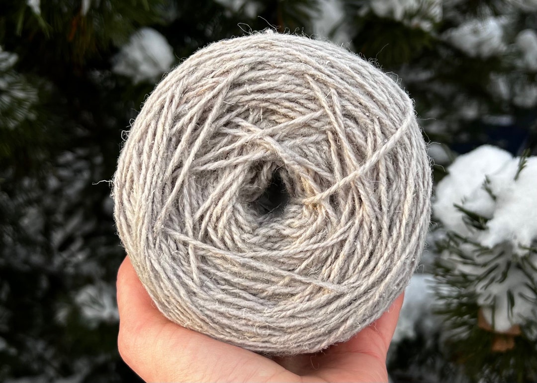 Sheep Wool Yarn, 100% Sheep Wool, 100g Roll, Skein, Light Smoky Gray ...