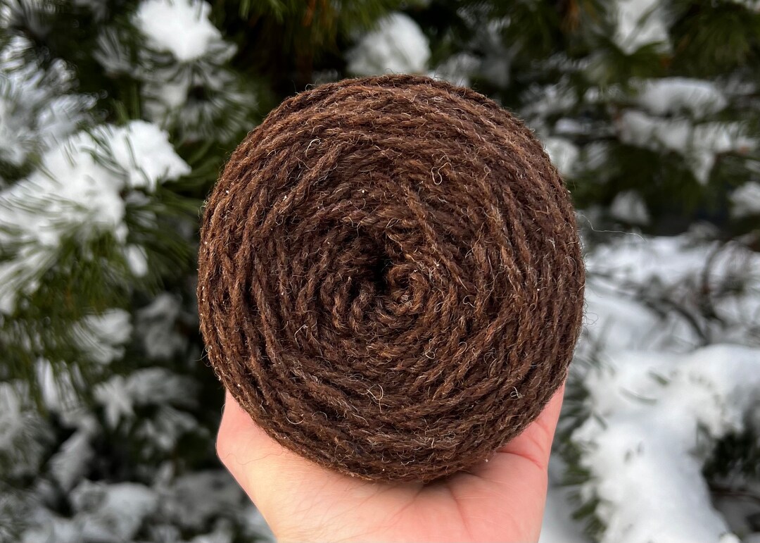 Sheep Wool Yarn, 100% Sheep Wool, 100g Roll, Skein, Dark Brown Color ...