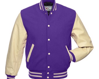 WARRIOR Purple Wool Varsity Letterman Bomber Baseball Jacket | Etsy UK