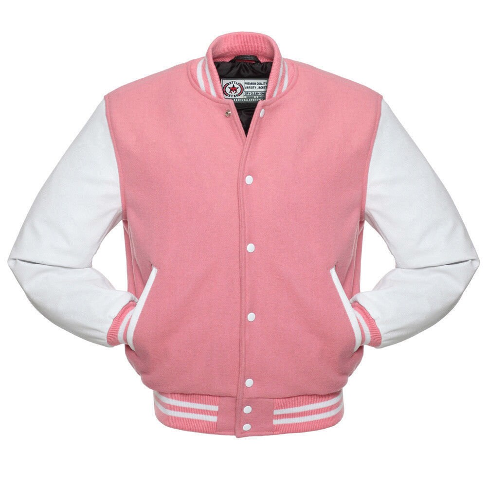 WARRIOR Pink Wool Varsity Letterman Bomber Baseball Jacket - Etsy UK