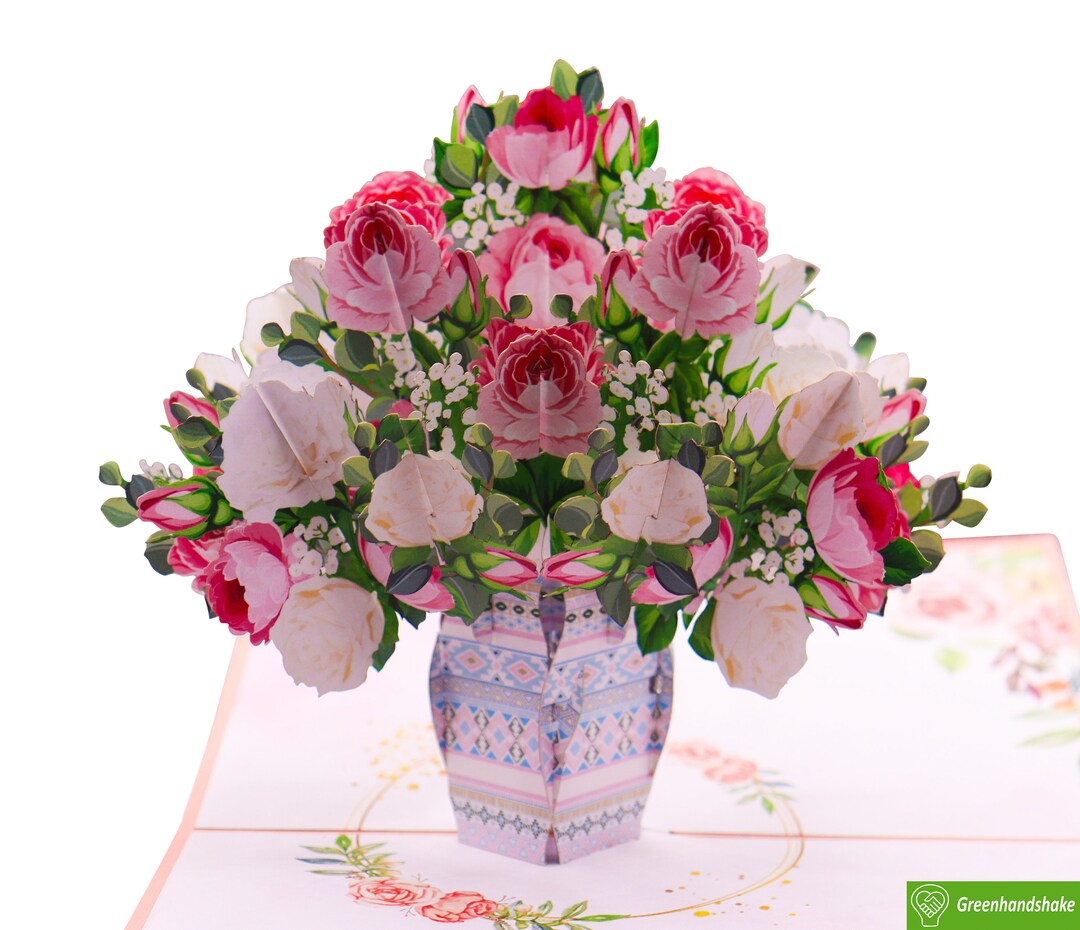 Blossoming Roses, Pop up Card, 3D Popup Greeting Cards - Unique ...