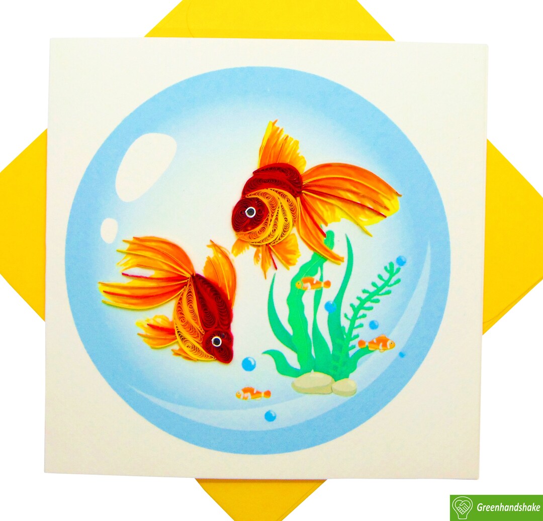 Goldfish Couple Quilling Card: Handmade Art Greeting Card - Etsy