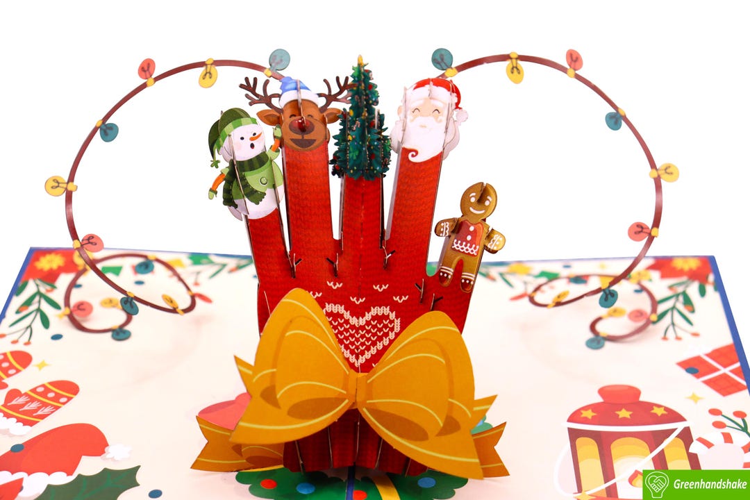 Merry Christmas Hand, Pop up Card, 3D Popup Greeting Cards - Unique ...