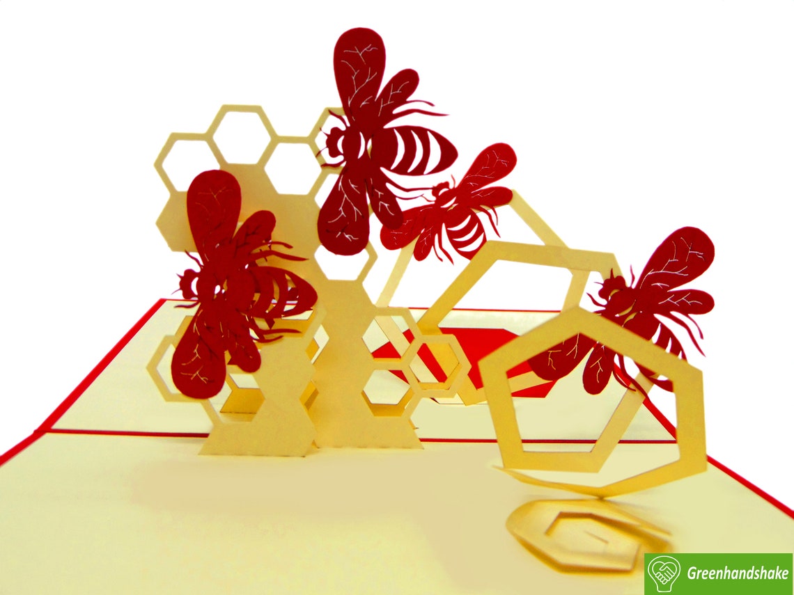 Bees Pop up Card 3D Popup Greeting Cards Unique Dedicated - Etsy