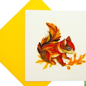 Squirrel Quilling Greeting Card - Unique Dedicated Handmade Art. Design ...