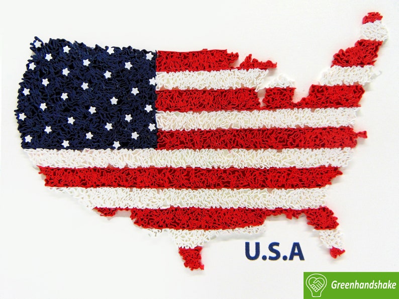 American Flag Map Quilling Card: Patriotic Handmade Greeting Card - Etsy