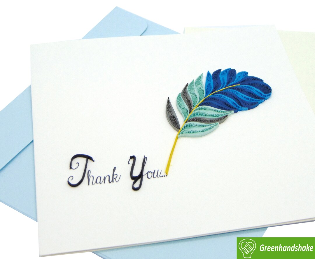 Handmade Quilled Thank You Card: Feather Design - Etsy