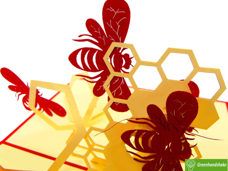 Bees Pop up Card 3D Popup Greeting Cards Unique Dedicated - Etsy