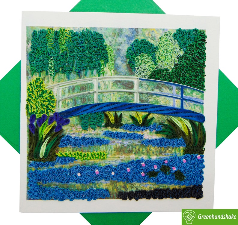 Monet Water Lilies Quilling Card: Japanese Bridge Art, All Occasion - Etsy