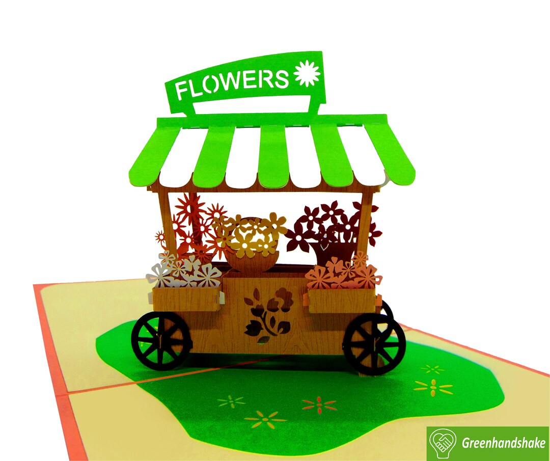 Cute Flower Cart, Pop up Card, 3D Popup Greeting Cards - Unique ...