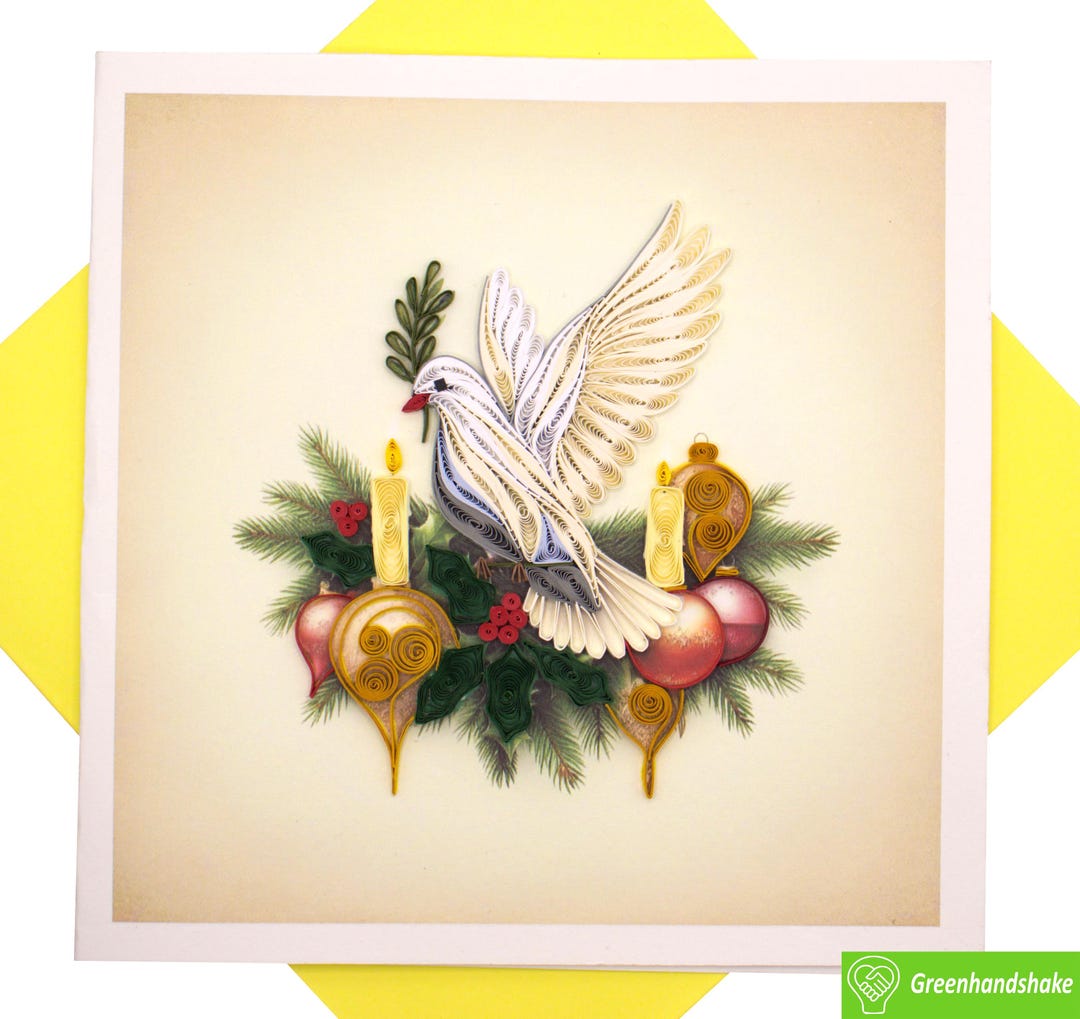 Handmade Christmas Dove Quilling Card: Holiday Greeting - Etsy