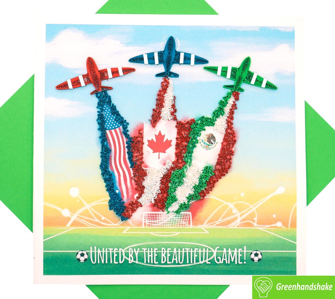 Handmade Quilled Soccer Card: USA, Canada, Mexico - Etsy