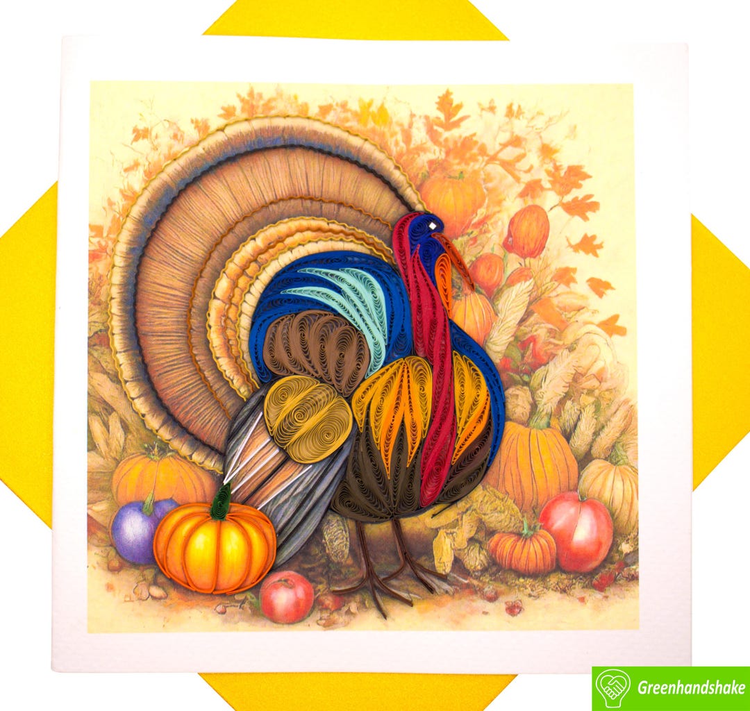 Thankful Wild Turkey Quilling Greeting Card-unique Dedicated Handmade ...