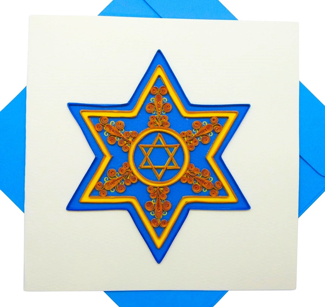The Star of David Quilling Greeting Card - Unique Dedicated Handmade ...