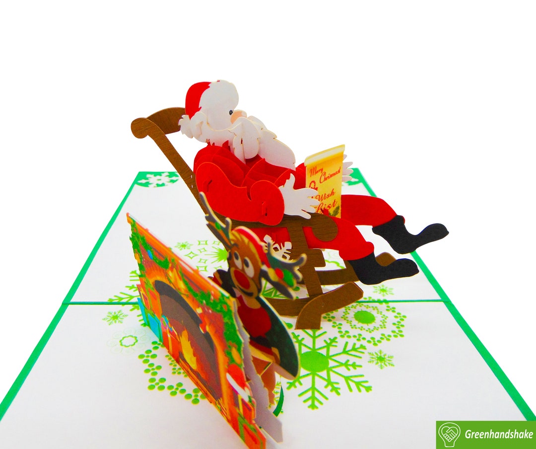 Santa on Rocking Chair, Pop up Card, 3D Popup Greeting Cards - Unique ...