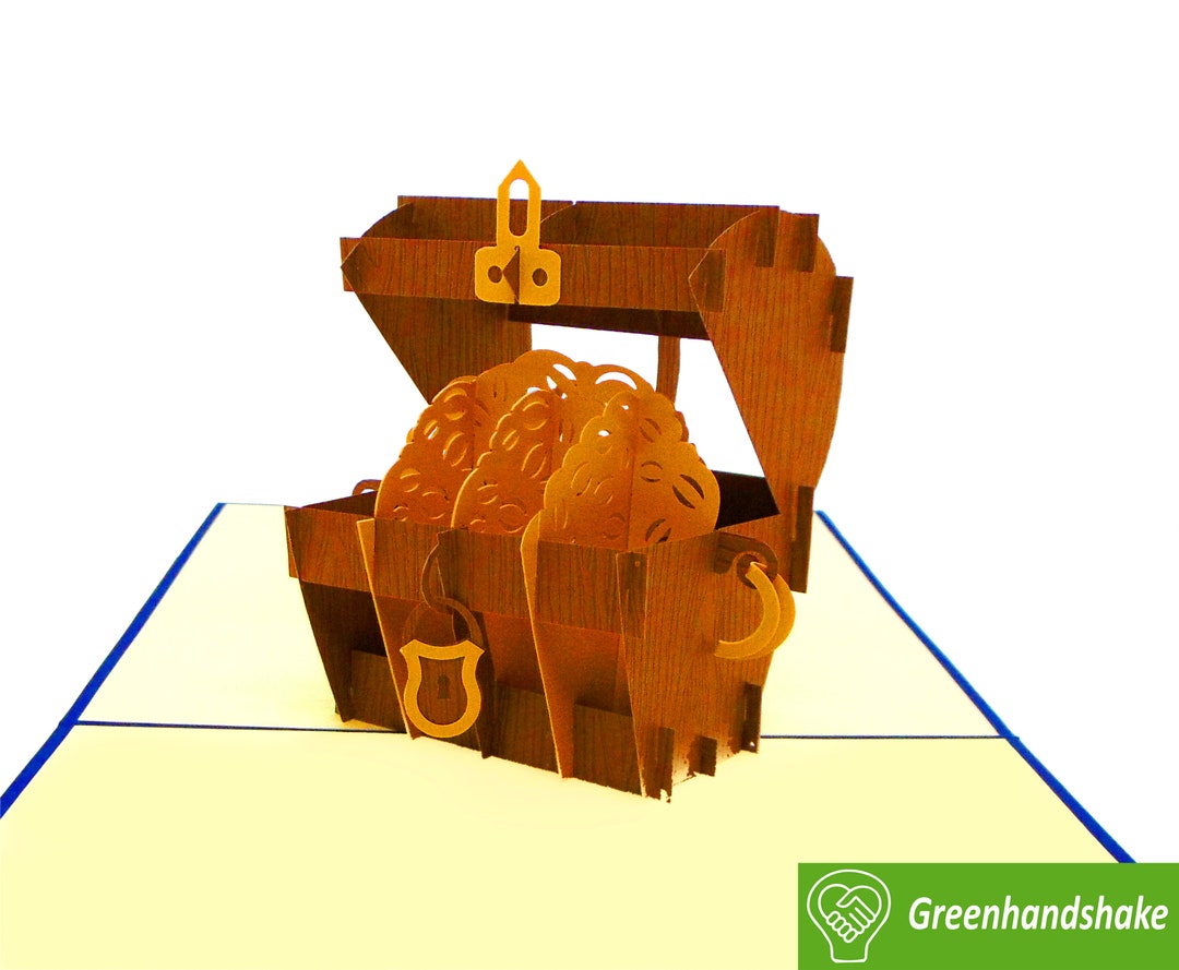Treasure Chest Pop-up Card: Handmade 3D Greeting Card - Etsy
