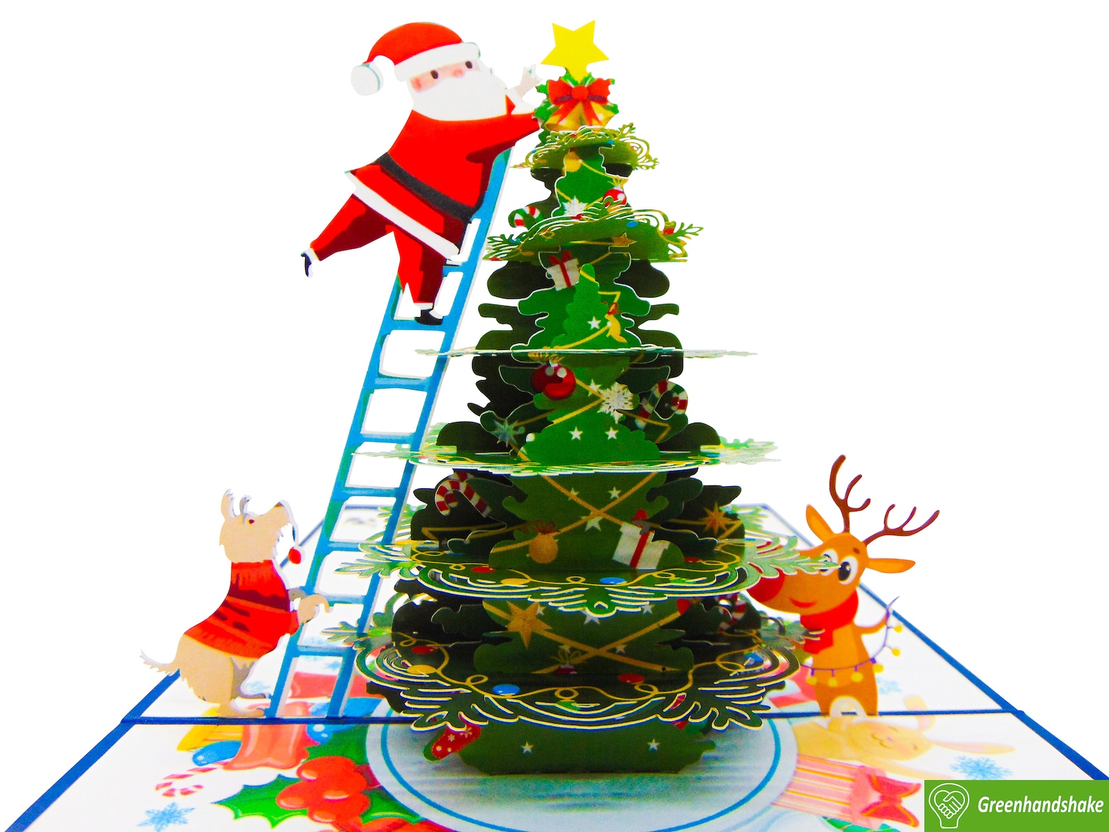Santa Decorating Christmas Tree Pop-up 3D Card - Etsy