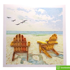 Serene Beach Escape Quilling Greeting Card - Unique Dedicated Handmade ...
