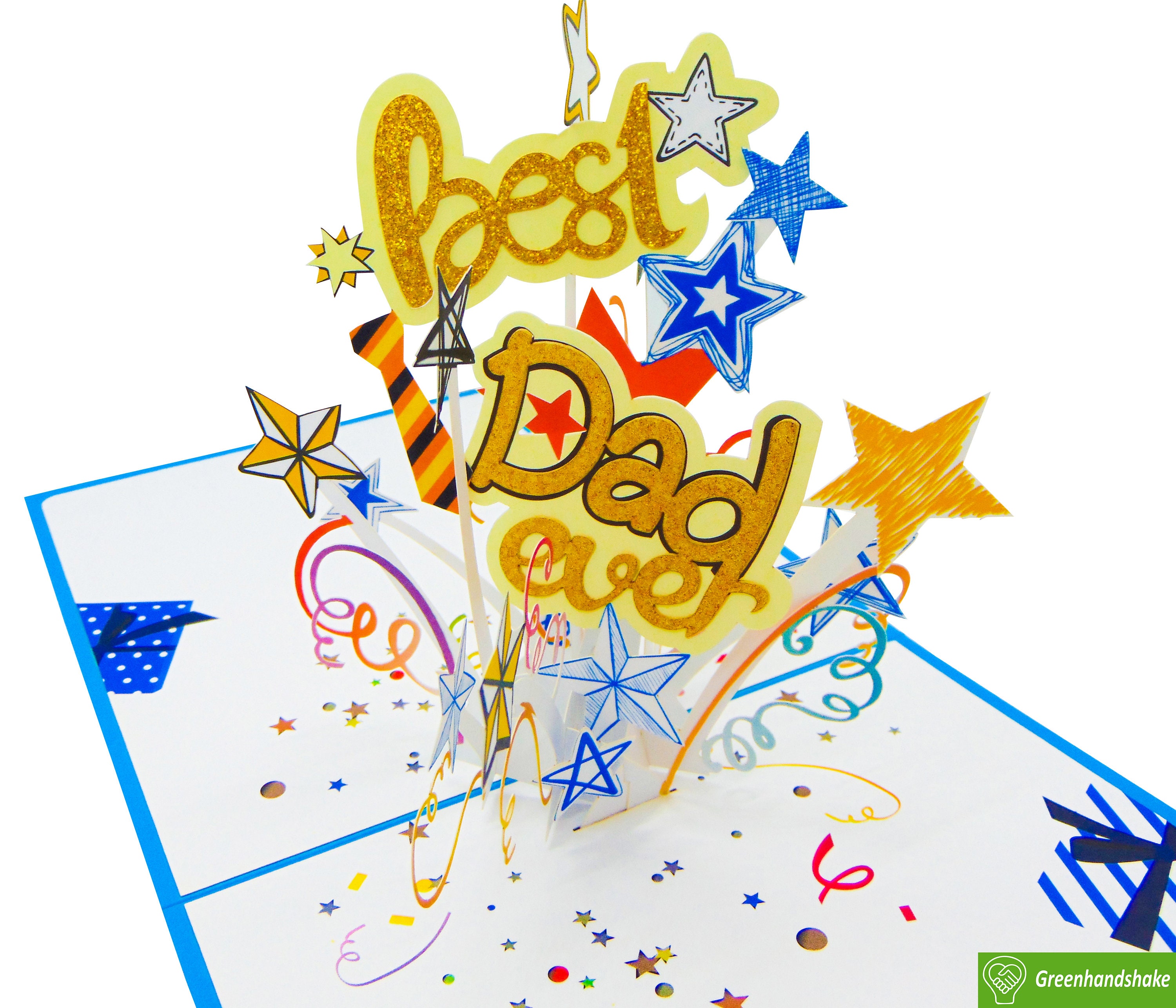 Best Dad, Pop up Card, 3D Popup Greeting Cards - Unique Dedicated ...