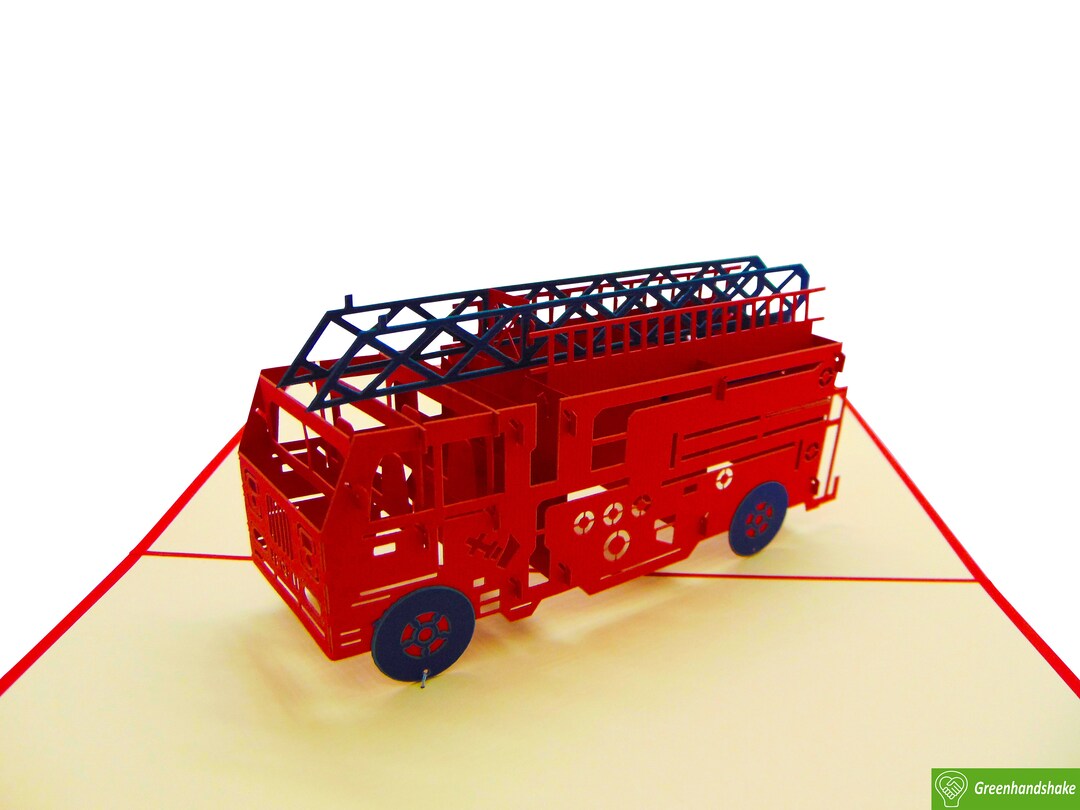 Fire Truck, Pop up Card, 3D Popup Greeting Cards - Unique Dedicated ...