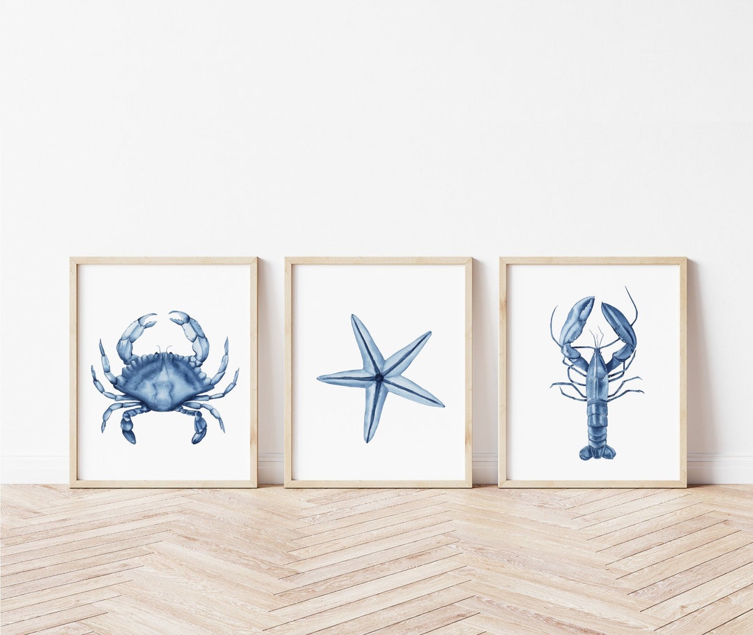 Watercolor Sea Creatures Prints Set of 3. Coastal Printable Wall Art ...