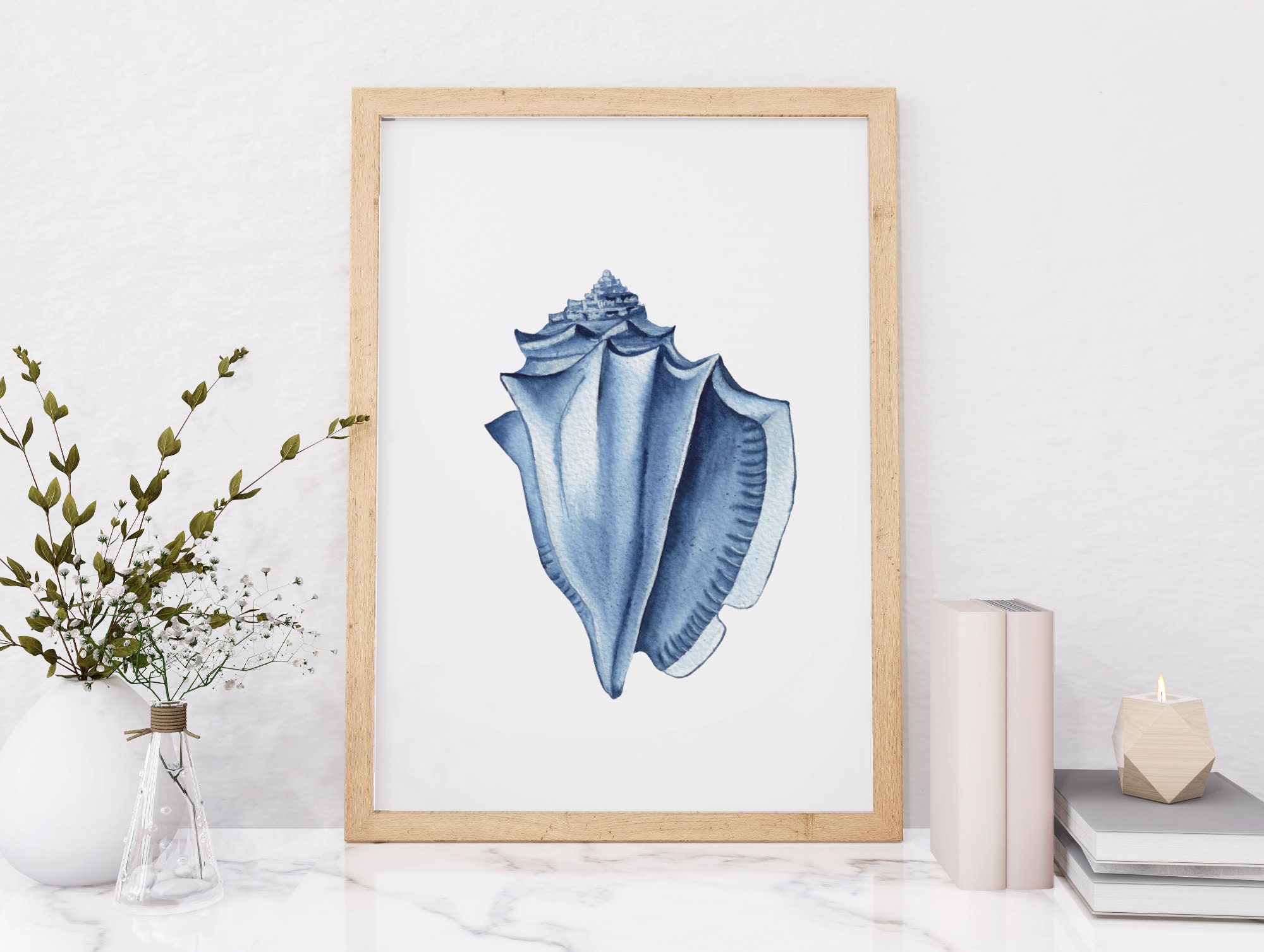 Blue Seashells Prints Set of 4. Coastal Printable Wall Art. - Etsy