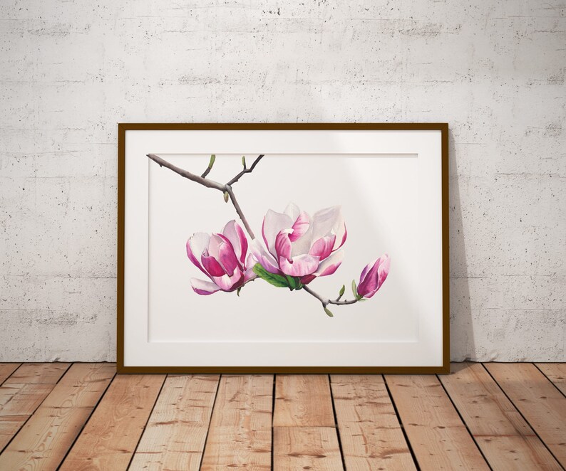 Magnolia Flower Print. Floral Wall Art. Printable Magnolias | Etsy
