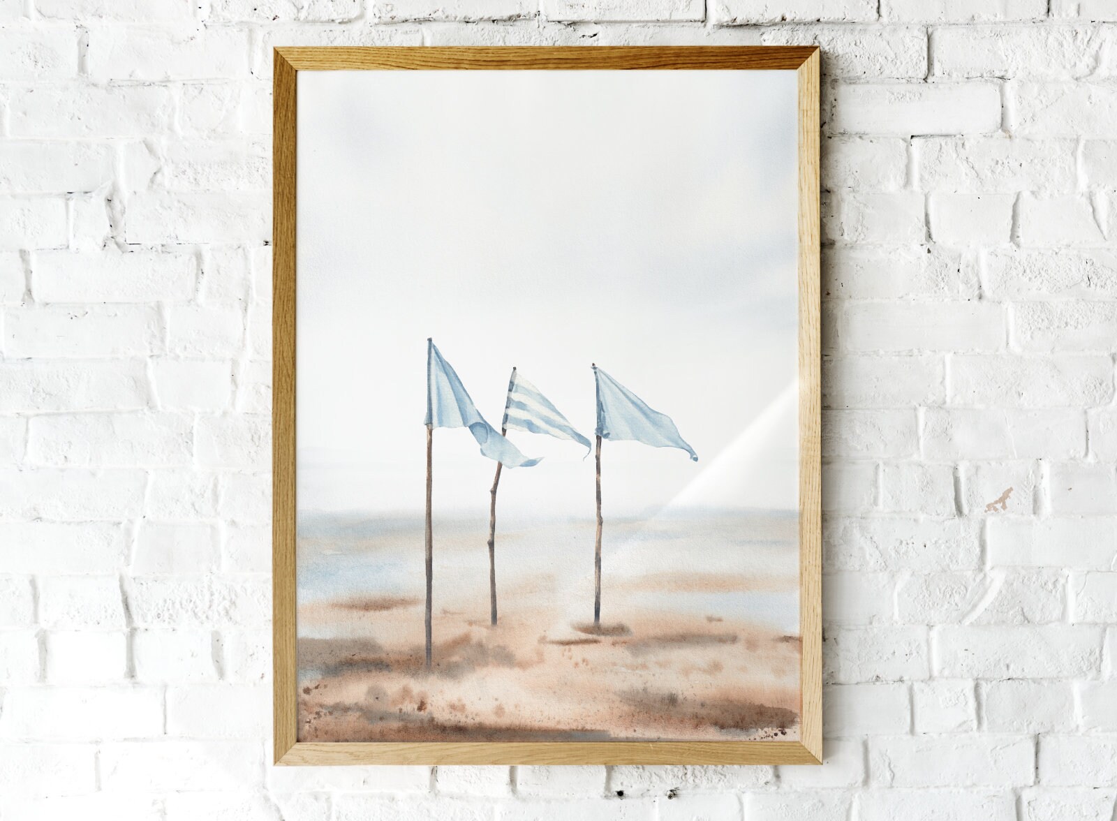 Beach Flags Print. Watercolor Pennant Flags. Coastal Printable Wall Art ...