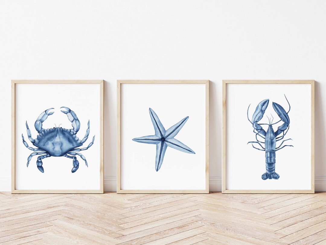 Watercolor Sea Creatures Prints Set of 3. Coastal Printable - Etsy