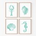 Aqua Green Sea Life Prints Set of 6. Watercolor Coastal - Etsy