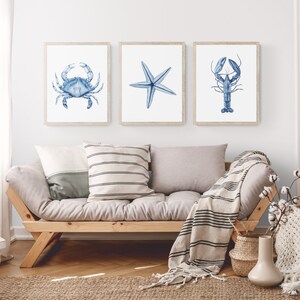 Watercolor Sea Creatures Prints Set of 3. Coastal Printable Wall Art ...