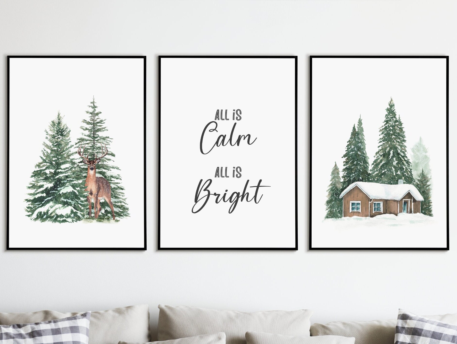 Winter Trees Printable Wall Art. Set of 3 Christmas Tree Prints ...