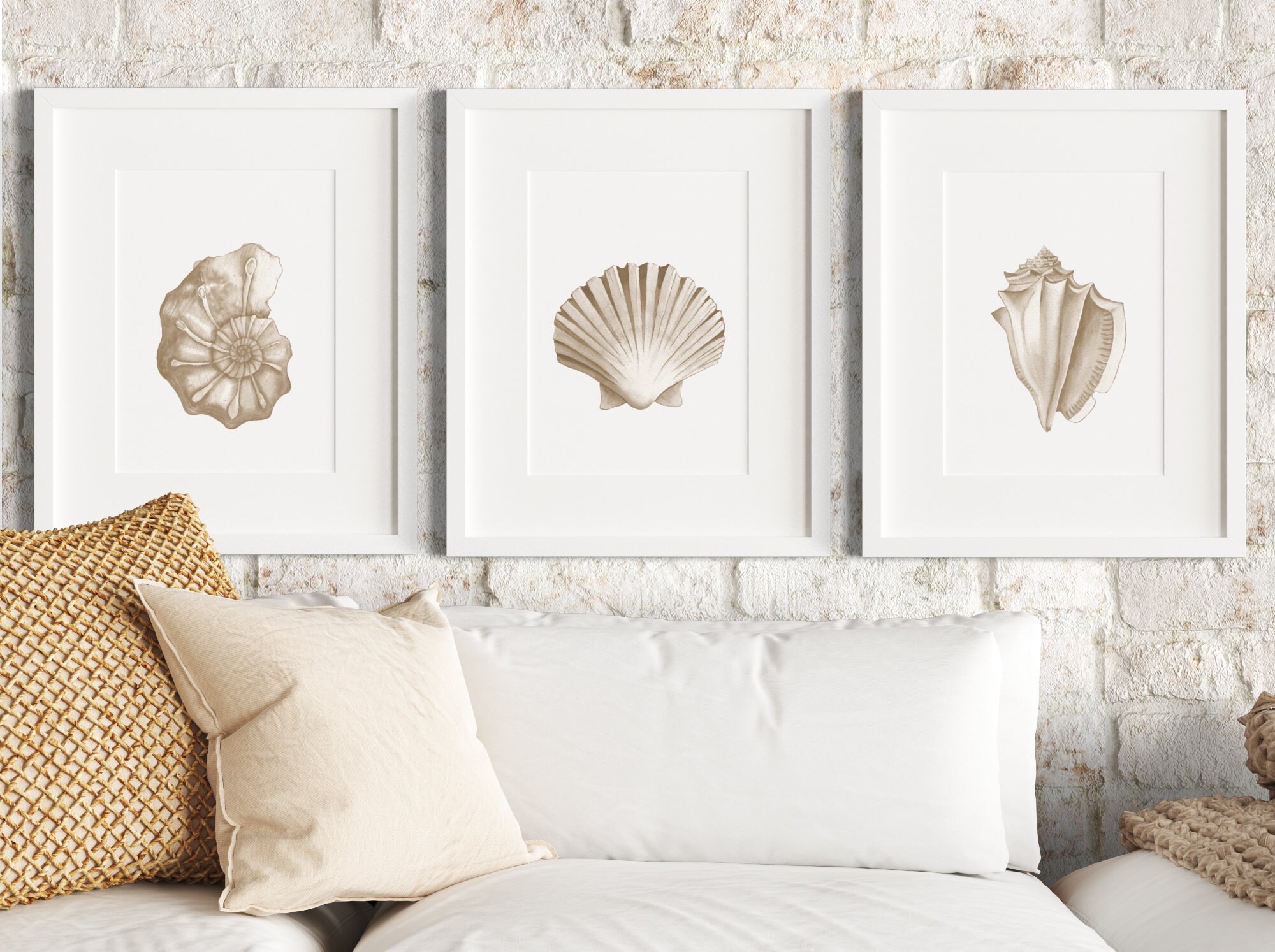 Beige Seashells Corals Prints Set of 6. Coastal Printable Wall - Etsy