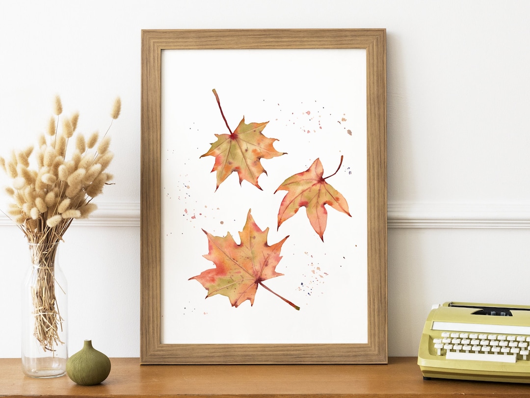 Fall Leaves Watercolor Print. Autumn Maple Leaves Printable Art. Fall ...