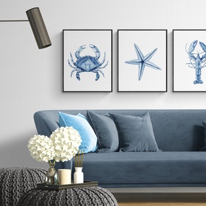 Watercolor Sea Creatures Prints Set of 3. Coastal Printable Wall Art ...