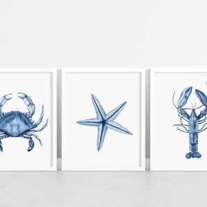 Watercolor Sea Creatures Prints Set of 3. Coastal Printable Wall Art ...