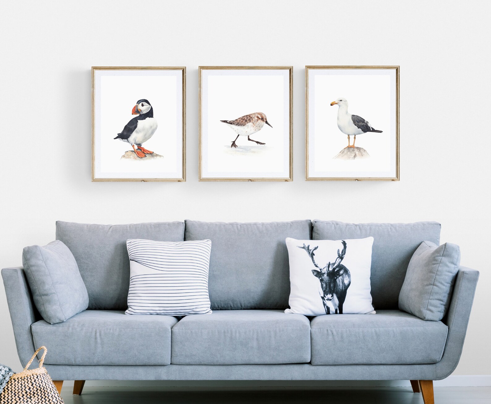 Beach Birds Prints Set of 3. Watercolor Birds Digital Prints. Seagull ...
